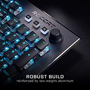 ROCCAT Vulcan 100 AIMO Mechanical PC Gaming Keyboard, RGB Lighting, Silent, Per Key LED Illumination, Brown Switches, Aluminum Top Plate, Silver
