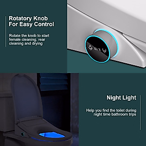 Combier CMA301 Bidet Toilet Seat With Warm Water And Wireless Remote, The heated Toilet Seat Have Warm Air Dryer, Multiple Spray Modes And Self-Cleaning Stainless Steel Nozzle (Elongated)