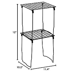 LockerMate Stac-A-Shelf Locker Organizer Shelf, Stackable, Extra Tall, Fits Standard Size School Lockers, Black