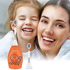 Kids Electric Toothbrush with Octopus Design for Children Aged from 3 to 12 Years Old, 2 Modes with Memory & 20000 to 31000 SPM, IPX7 Waterproof, Fun & Easy Cleaning Design (Orange)