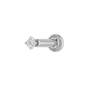 FINEROCK 0.03 Carat 4-Prong Solitaire Diamond Nose Pin Stud in 18K White Gold