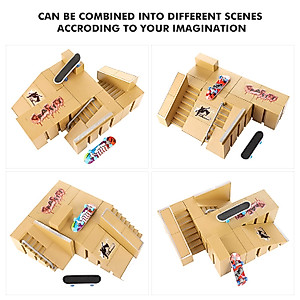 TIME4DEALS Finger Skateboard Ramp Set 16 Pcs - Pro Fingerboard Mini Skatepark Kit 5 Pieces & Finger Toys Set Including Finger Boards Scooters Skates Bikes Caster Boards Skateboards for Kids Gifts
