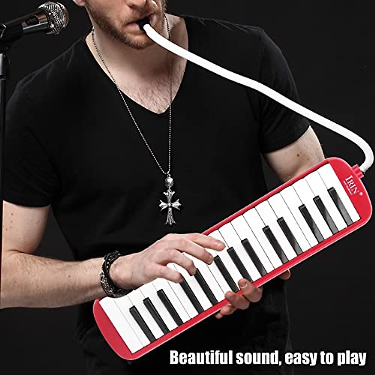Beginner Melodica, 32 Keys Simple Melodica Portable Melodica with Carry Bag Melodica with Cornet Mouthpiece for Children Beginner Musical Training(red)