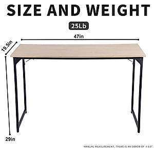 HCB Computer Desk 47inch Home Office Desk Writing Study Table Modern Simple Style PC Desk with Black Metal Frame(Nature),47inchx24inchx29inch