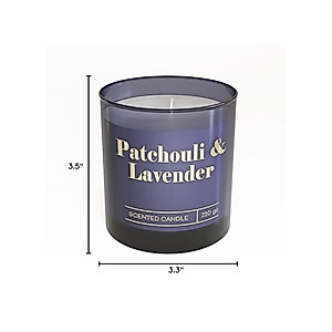 RAKLE Candles for Home Scented – Patchouli Lavender Scented Candle 7.4 oz – Premium Soy Wax Blend Candle Jar with Lid for Home, Meditation, Aromatherapy – Delightful Long Lasting Scents