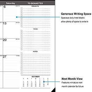 TOWWI Monthly Desk Pad Calendar Desk/Wall Calendar for Daily Schedule Planner, 16.7x11.6 inches (Black)