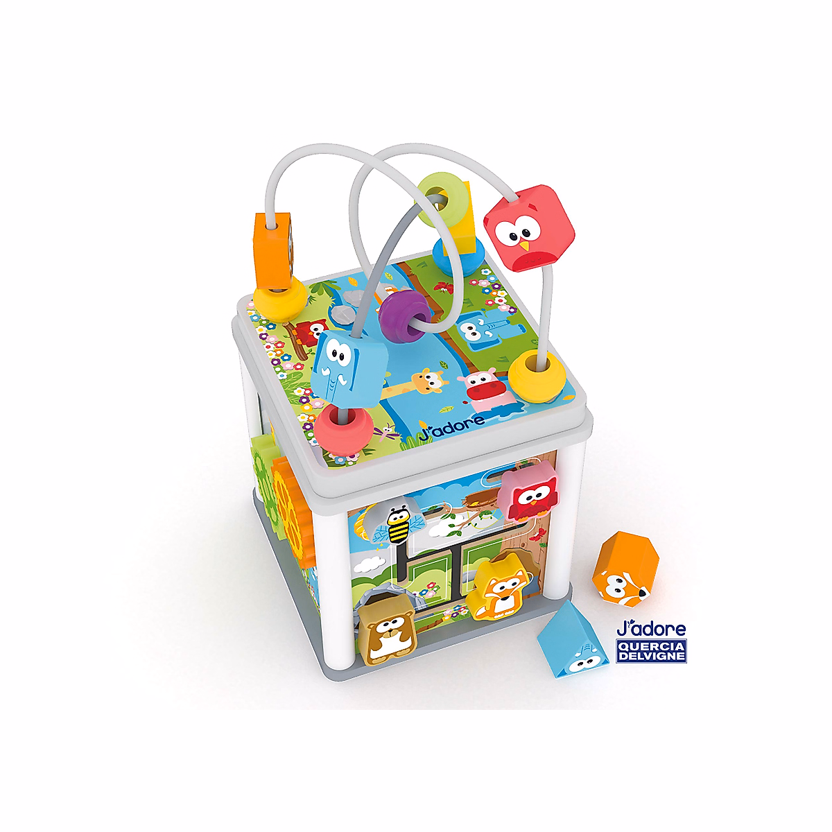 J'adore Wooden Zoo Animal Mini 5-in-1 Activity Cube Center