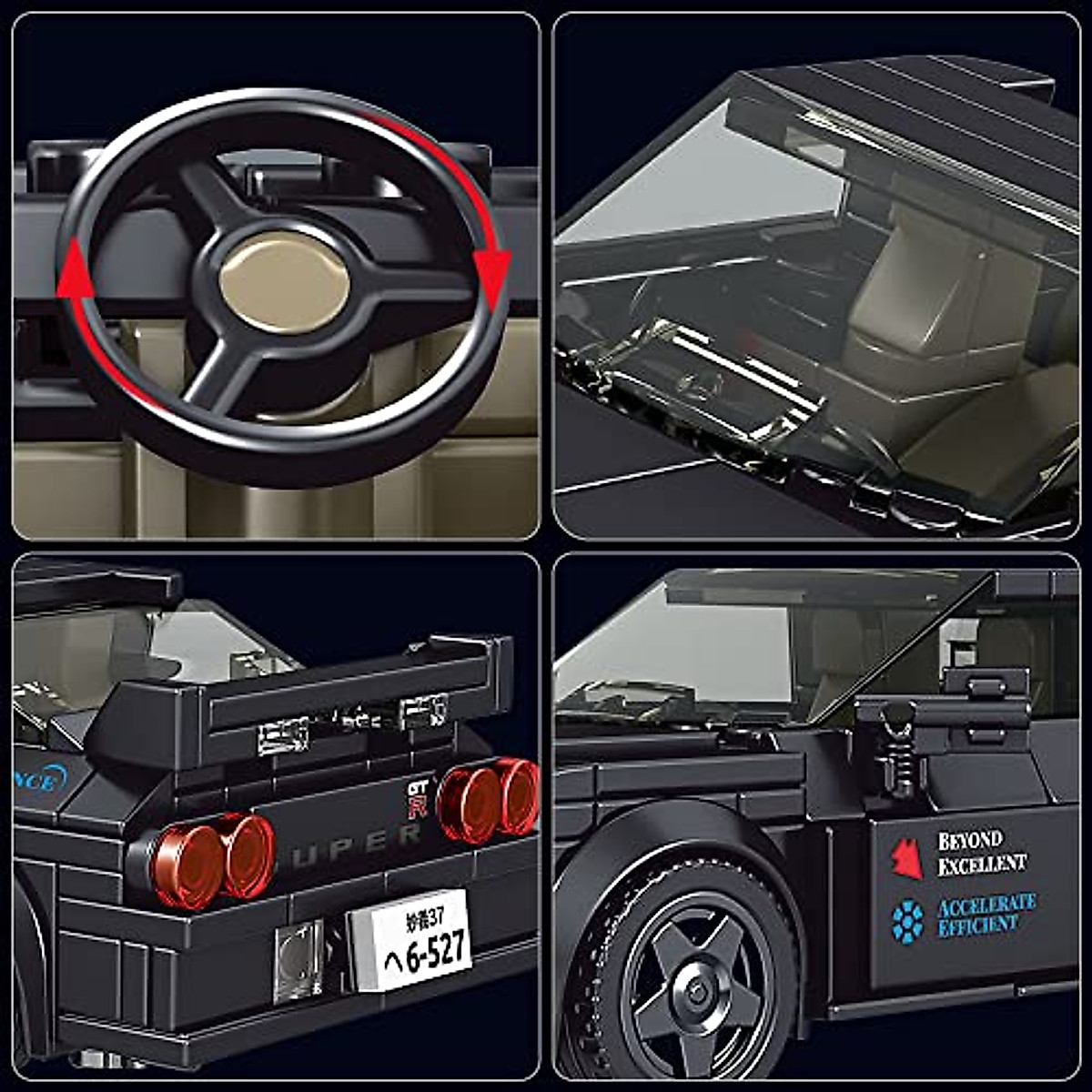 Mould King Initial D Car Nissan Skyline GTR32 Race Car Building Sets with Display Case, 27014 Collectible Speed Champion Car Building Blocks, Classic Race Car Building Kits for Adults Kids 8+(359PCS)