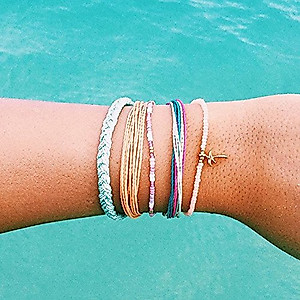 Pura Vida Rose Quartz Bracelet - Handcrafted with Iron-Coated Copper Charm - Wax-Coated, 100% Waterproof