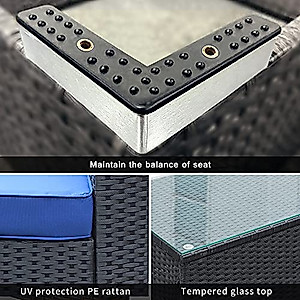 5 Piece Patio Furniture Set,Patio Conversation Sets,Wicker Patio Furniture Sets,PE Rattan Outdoor Furniture,Outdoor Sectional Sofa Set,Backyard Deck Furniture Sets