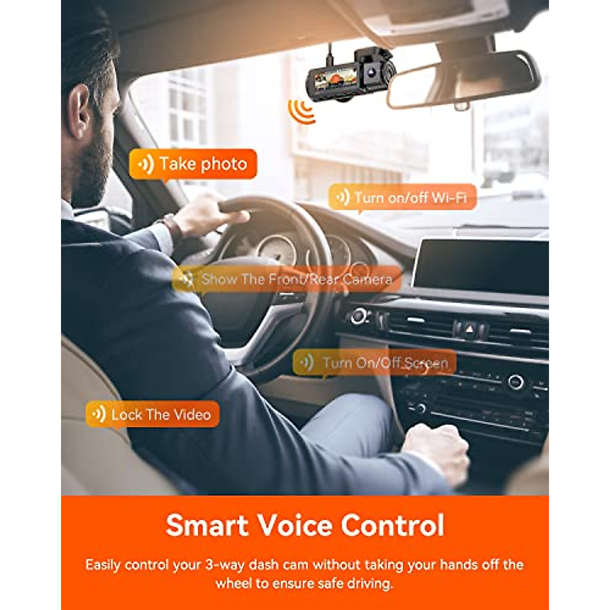 Vantrue N4 Pro 3 Channel 4K WiFi Dash Cam, STARVIS 2 IMX678 Night Vision, 4K+1080P+1080P Front Inside and Rear Triple Car Camera, Voice Control, GPS, 4K HDR, 24 Hours Parking Mode, Support 512GB Max