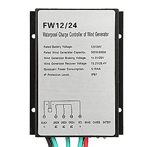 Oumefar Wind Turbine Controller, FW12/24 IP67 Waterproof 12V/24V Wind Turbine Generator Controller Regulator for Hybrid Wind Controller and Solar Controller