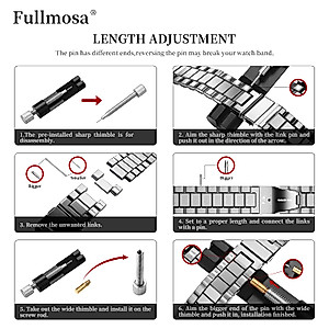 Fullmosa 20mm Stainless Steel Watch band Compatible with Samsung Galaxy Watch 5 40mm 44mm/Pro 45mm/Galaxy Watch 4 40mm 44mm/Classic 46mm 42mm(2021)/Galaxy Watch 3 41mm, Silver