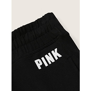 Victoria's Secret Pink Cotton High Waist Joggers, Women's Joggers, Pure Black, XXL