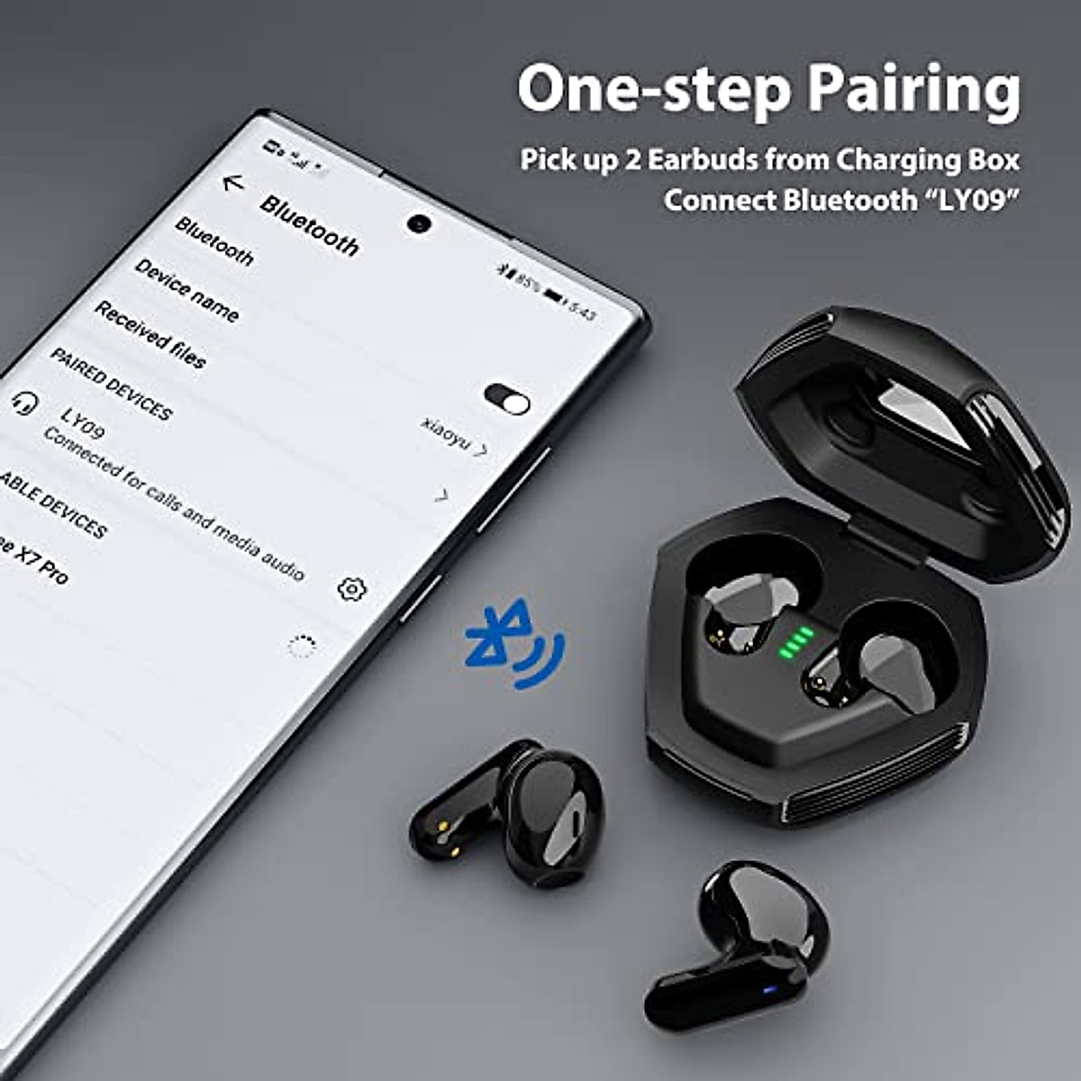 ACAGET Wireless Earbuds, Bluetooth Headphone for Samsung S23 Plus Galaxy S22 Ultra S21 FE A53 Touch Control Stereo Earphone with Mic Headset for Apple iPhone 14 Pro Max 13 12 11 XR Pixel 7 6 iPad Pro