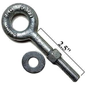 Eye Bolts 2.5" to 12" Drop Forged/Hot Dipped Galvanized Steel Eye Bolt Eyebolt (3/8" x 2.5" Eye Bolts, 1 pk. Eye Bolt)