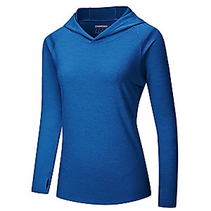 TACVASEN Fishing Shirts for Women Long Sleeve Hoodie Sun Protection Shirts Summer Hiking SPF Shirt Lightweight Stretch Top Blue