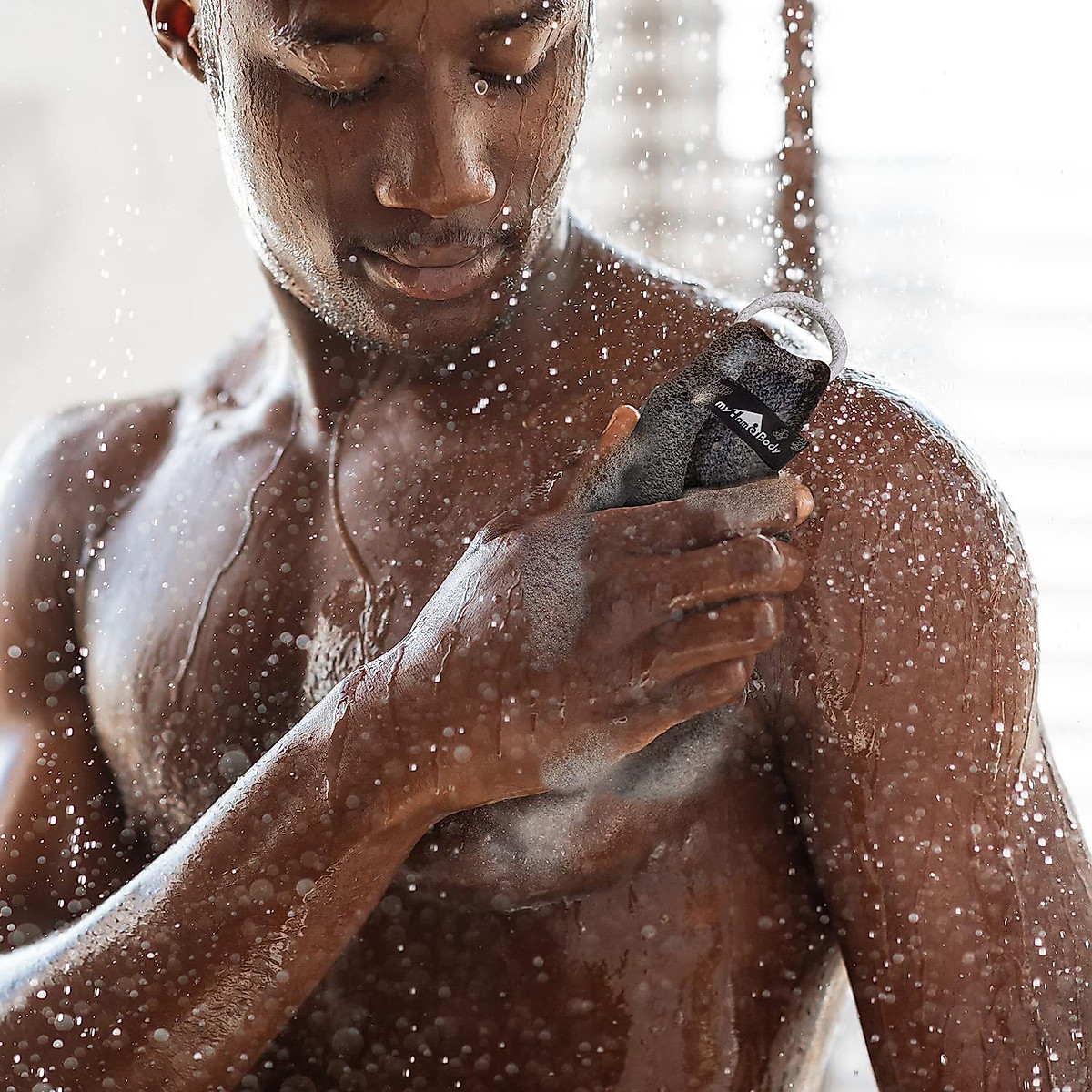 myHomeBody Dual-Textured Exfoliating Washcloth with Soft and Scrubbing Side, Body Exfoliation Luffa Wash Clothes for Bath, Shower, Durable 3 Layer Construction, Gray, 3 Pack