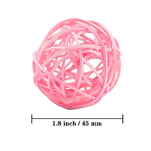 HaiMay 45 Pieces Wicker Rattan Balls Decorative for Vase Fillers,Bird Toys,Garden,Party,Wedding,Table Decoration,1.8 Inch(Pink)