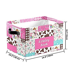 Storage Baskets Western Cowgirl Cartoon Storage Baskets for Organizing, Foldable Storage Baskets for Shelves, Fabric Storage Bins with Handles 1 Pack