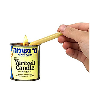 RAMBUE 24 Hour Yartzeit Memorial Candle in Tins (6 Pack)- White Perffin Wax Candle Burning Time Aprox. 1 Day
