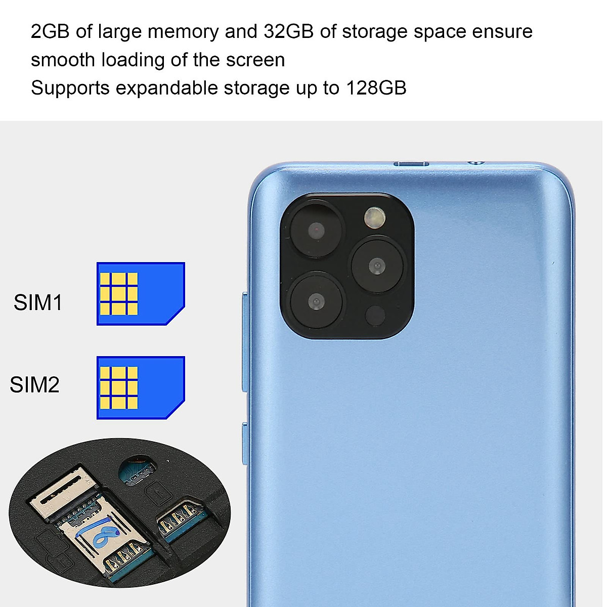 iP13 Pro Unlocked Smartphones, for Android 6 Cheap Cell Phones, 4.66" HD Screen Unlocked Cell Phone, Dual SIM, Dual Camera, Ultra Thin, Face Unlock, 2GB 32GB, 3200mAh, Support T Mobile,(Light Blue)
