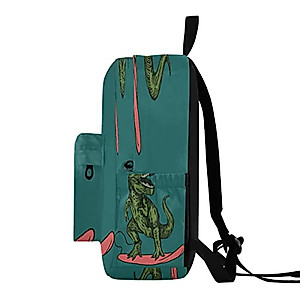 Lightweight School Backpack Skateboard Dinosaur Bookbag Schoolbag Casual Daypack for Travel with Bottle Side Pockets