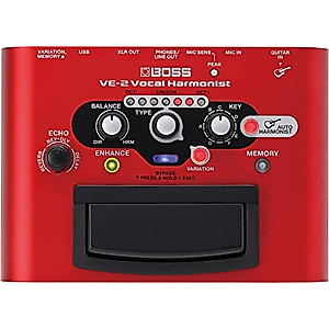 BOSS VE-2 Vocal Echo Pedal for Singing Guitarists | Real-Time Vocal Harmonies and Effects | Create Harmonies with Manual Key Selection | Connect Guitar for Auto Harmony Function | 24 Harmony Types