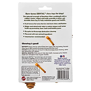 SPOT Bam-Bones Dental X-Bone - Made with Bamboo Fiber and a Massaging Rubber Center, Durable Oral Care Dog Chew for Light Chewers & Teething Puppies under 25lbs, 6in Allergen Free Peanut Butter Flavor