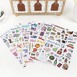 bloom daily planners Holiday Seasonal Planner Sticker Sheets - Vintage Seasonal Sticker Pack - Over 310 Stickers Per Pack!