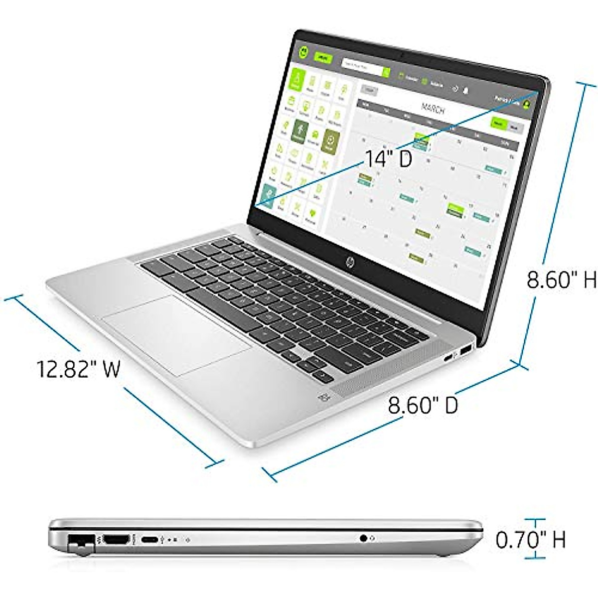 HP Chromebook 14-inch HD Touchscreen Laptop, Intel Celeron N4000, 4 GB RAM, 32 GB eMMC, Chrome (14a-na0080nr, Forest Teal)