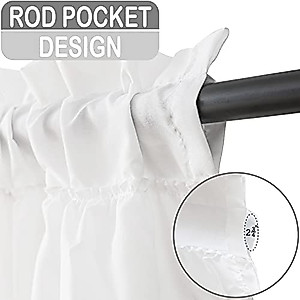 WestWeir White Ruffle Kitchen Valances for Windows- Valance Curtain for Living Room,Farmhouse Decor 50 w x 18 inch Length 1 Panel