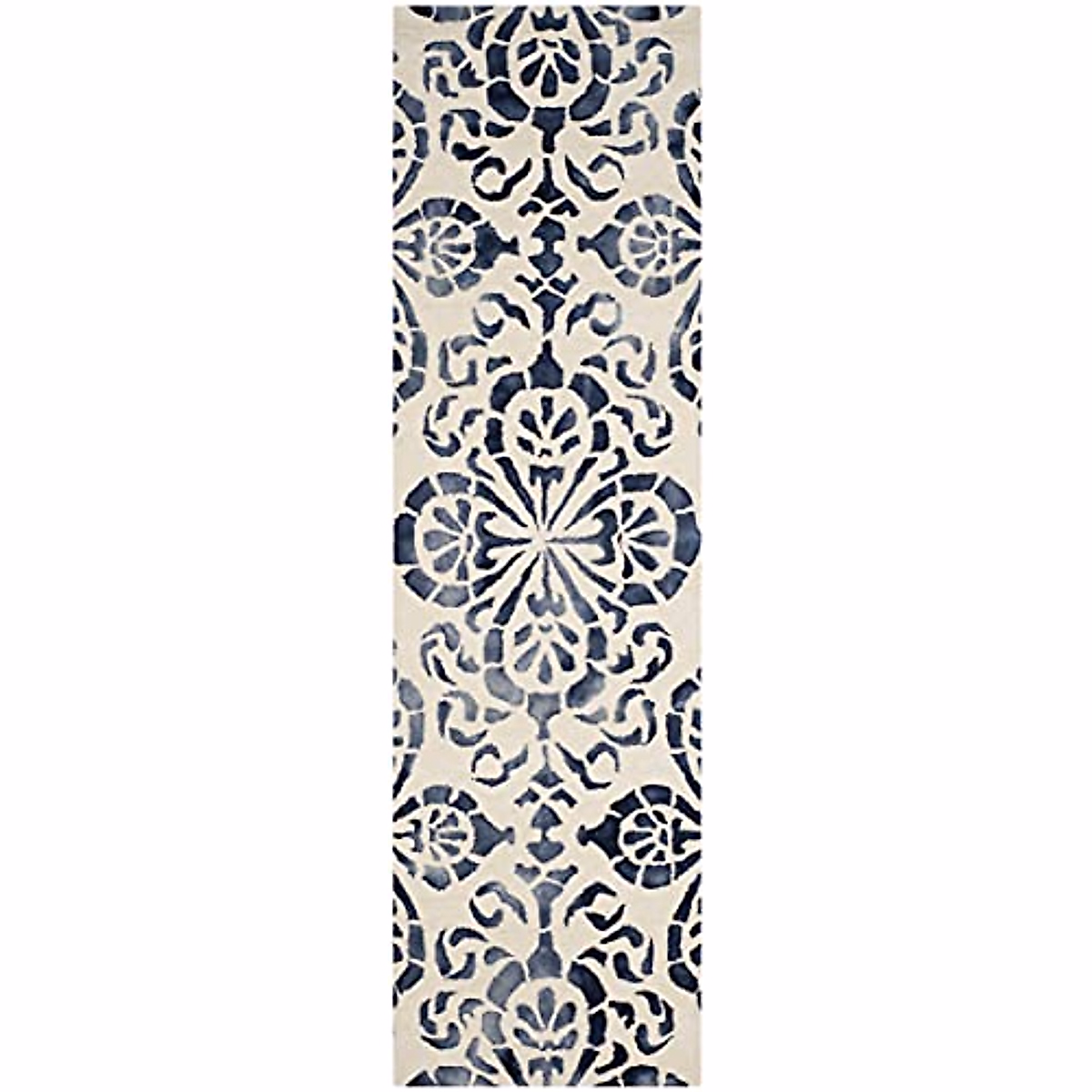 SAFAVIEH Dip Dye Collection 2'3" x 6' Ivory / Navy DDY719P Handmade Premium Wool Runner Rug
