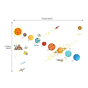 DECOWALL DS9-1501S The Solar System Kids Wall Stickers Wall Decals Peel and Stick Removable Wall Stickers for Kids Nursery Bedroom Living Room (Medium) d?cor
