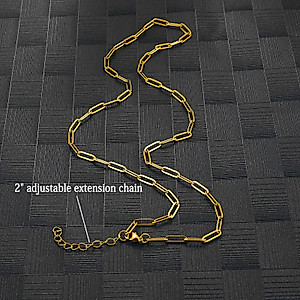 Sunling Stainless Steel Dainty Paperclip Link Chain Necklace for Women Girls with Extension - Silver and Gold Color