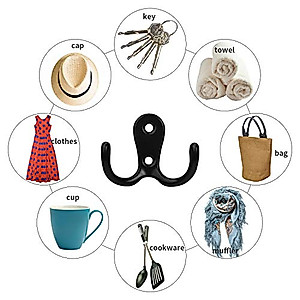 BEIUTAO 21Pcs Black Coat Hooks Wall-Mounted, Mini Black Hooks for Hanging with 42 Screws, Wall Hooks Used for Storage of Scarves, Bags, Towels, Keys, Hats, and Cookware.