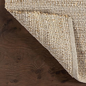 nuLOOM 5x8 Elfriede Jute & Cotton Hand Woven Area Rug, Natural, Solid Rustic Farmhouse Style, Weaved Design, Natural Fiber, For Bedroom, Living Room, Dining Room, Hallway, Office, Entryway