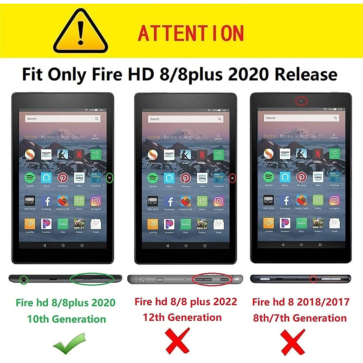 MaoMini for Kindle Fire HD 8 Case/HD 8 Plus Case 2020 Release 10th Generation,Kickstand Heavy Duty Armor Defender Cover (Blue)