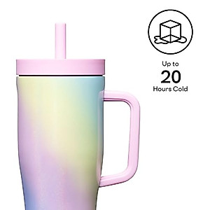 Corkcicle Cruiser Insulated Tumbler with Handle & Straw, Rainbow Unicorn, 22 oz – 100% Leakproof Cupholder Friendly Water Bottle Keeps Drinks Cold 20hrs