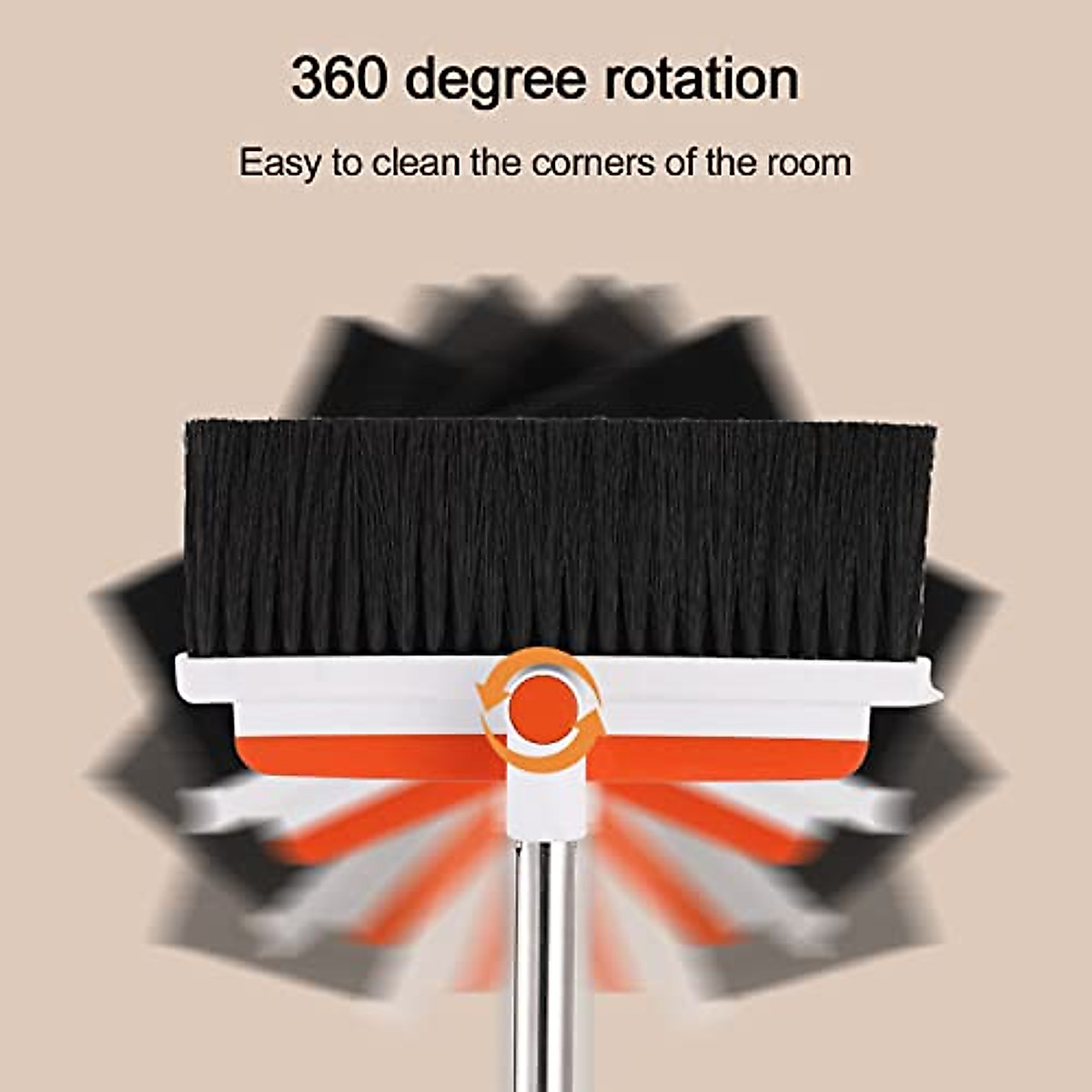 Idoravan Indoor Broom and Dustpan Set, 360° Rotatable Dust Pan and Broom, Dustpan Combo for Home Kitchen Office Indoor Outdoor Sweeping 35 Inch Broom for Floor Cleaning Standing Dustpan with Teeth