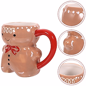Amosfun Gingerbread , Ceramic Christmas Coffee Cup Christmas Character Mugs Xmas Party Tea Cup Novelty Drinking Cup for Hot Chocolate Cocoa Mugs