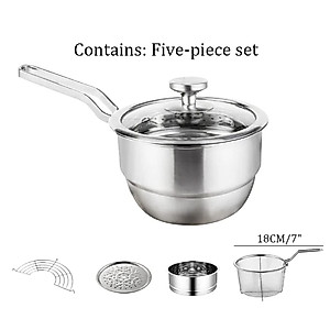 french fries basket Stainless Steel Multifunction Pot With Lid Deep Fryer With Basket Steamer French Fries Soup Noodle Induction Cooker Gas fried food basket