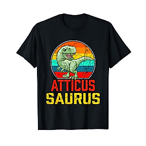 Atticus Saurus Family Reunion Last Name Team Funny Custom T-Shirt