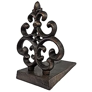 Lulu Decor, Cast Iron Fleur De Lis Door Stop, Door Stopper in Antique Black Finish, Beautiful and Useful Product (1 Piece)