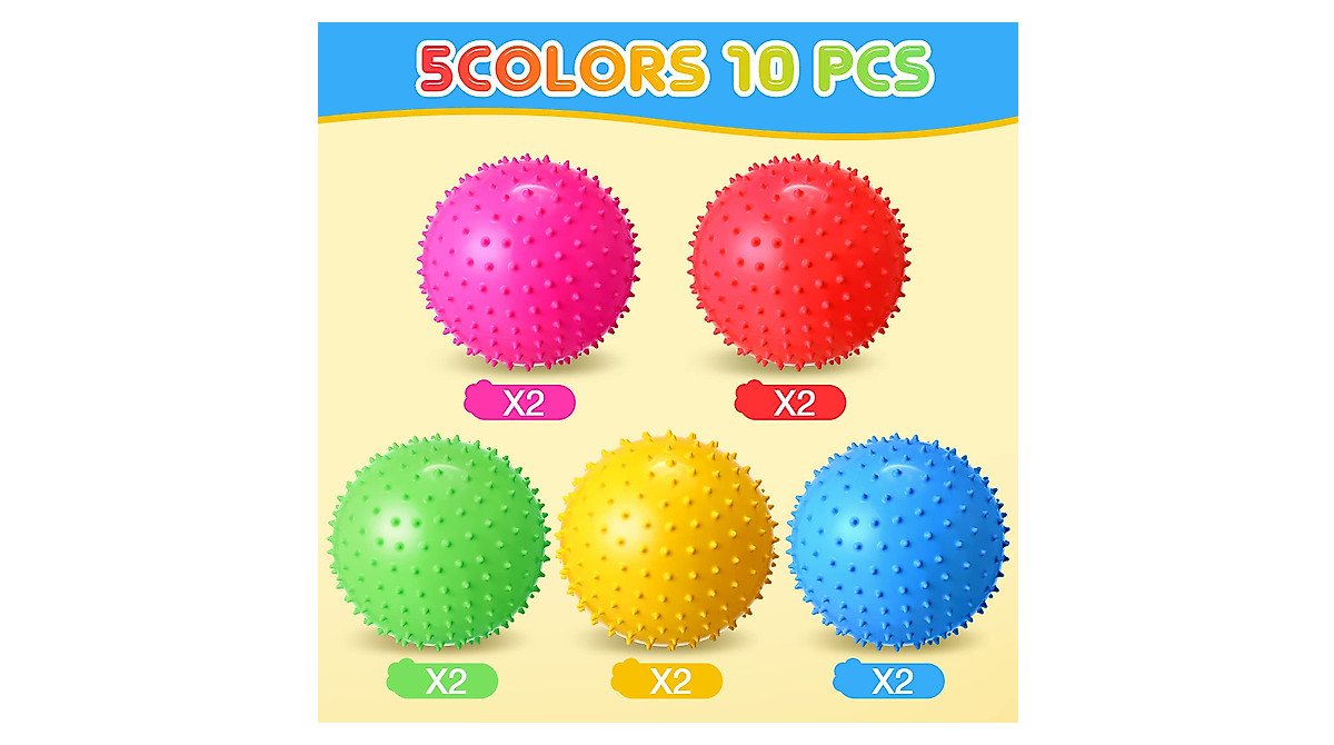 10-Pack Sensory Knobby Balls - Colorful Fun & Bouncy