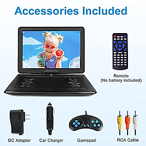 𝒀𝑶𝑶𝑯𝑶𝑶 17.9" Portable DVD Players with Large Screen, 15.6" Swivel Screen, 6 Hrs Battery DVD Player Portable with Car Charger and DC Adapter, Support USB/SD Card/Sync TV, Region Free, Black