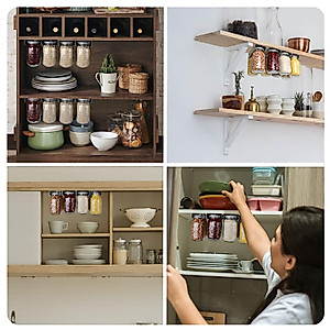 lopeztek Mason Jars Organizer, Canning Rack for 4 8 12 16 24 32 64 oz, Under Cabinet and Pantry Food Storage Hanger Accessories(2Pcs-Wide Mouth-Long)