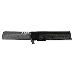 Gerber Gear Quadrant Clip Folding Knife with Plain Edge Blade - Straight Edge Flipper Knife with Pocket Clip and Black Bamboo Handle - EDC Gear and Equipment - Stainless Steel