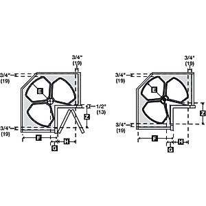 Kitchen Inventions Rotating Corner Base Cabinet Recycling Trash Center with Three Bins 3 x 32 qts Capacity Chrome/White