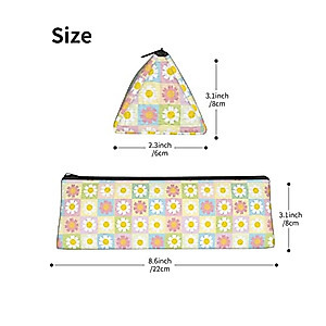 TumzfhQ Pencil Pouch Triangle Small Pen Case Pencil Bag Organizer Zipper Multi Function for Teen Girls Boys Kids Office Cute Floral